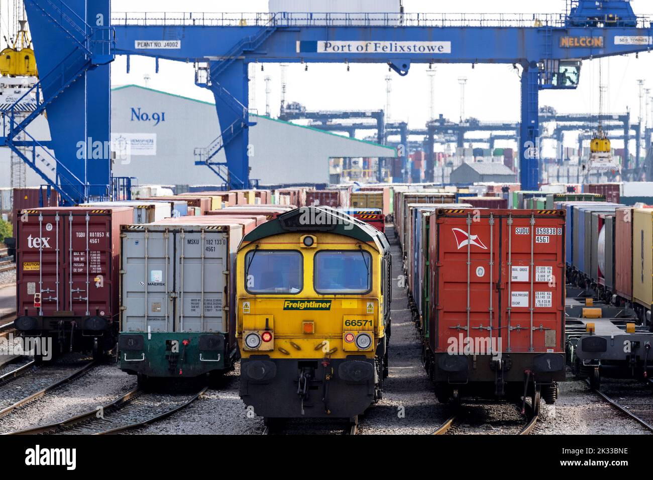 Rail freight terminal port of Felixstowe Suffolk UKn Stock Photo - Alamy