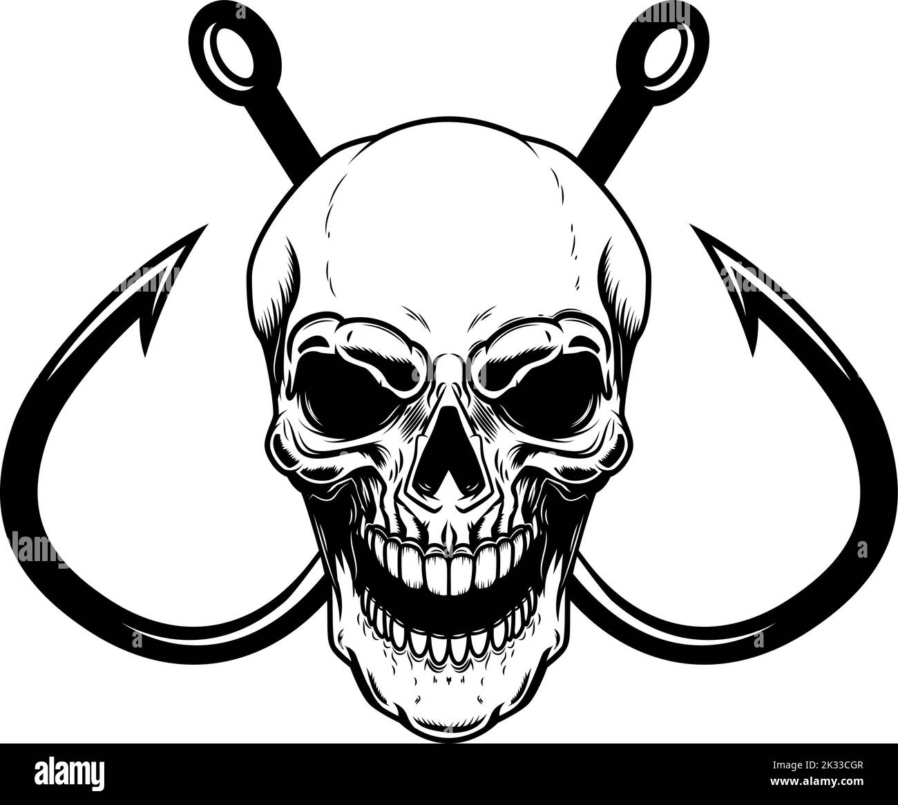 Fish Hook Drawing Skull And Crossbones