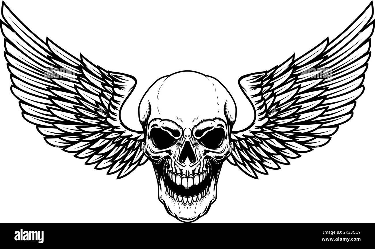 Winged skull Black and White Stock Photos & Images - Alamy