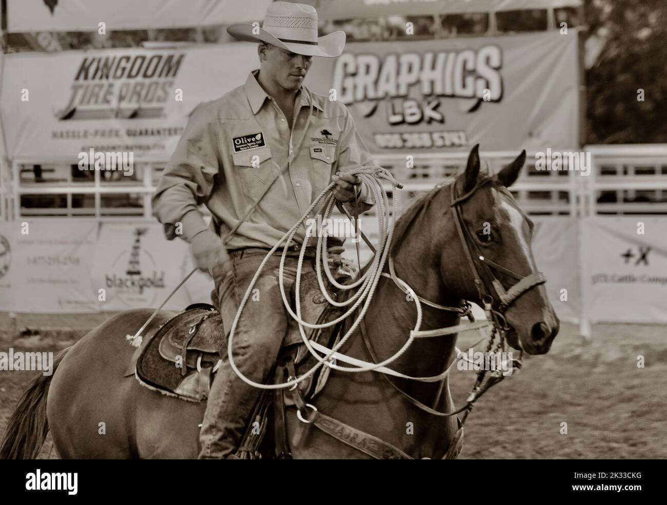 Cowboy riding horse rodeo town hi-res stock photography and images - Alamy