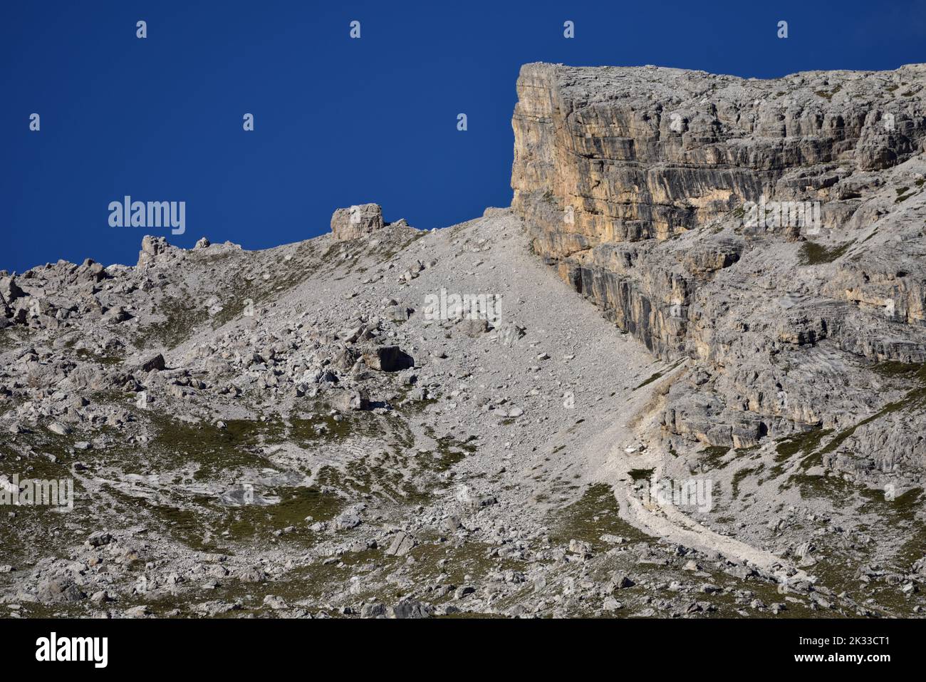The first large rock buttresses of the Picco Vallandro visible at the ...