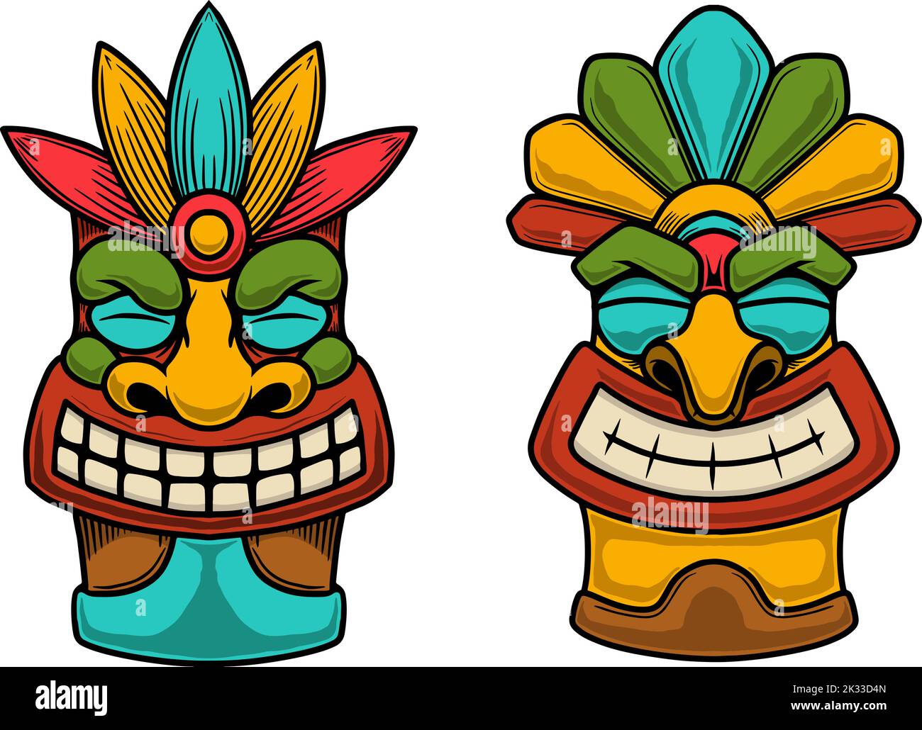 Set of illustration of tiki idol. Design element for poster, card ...