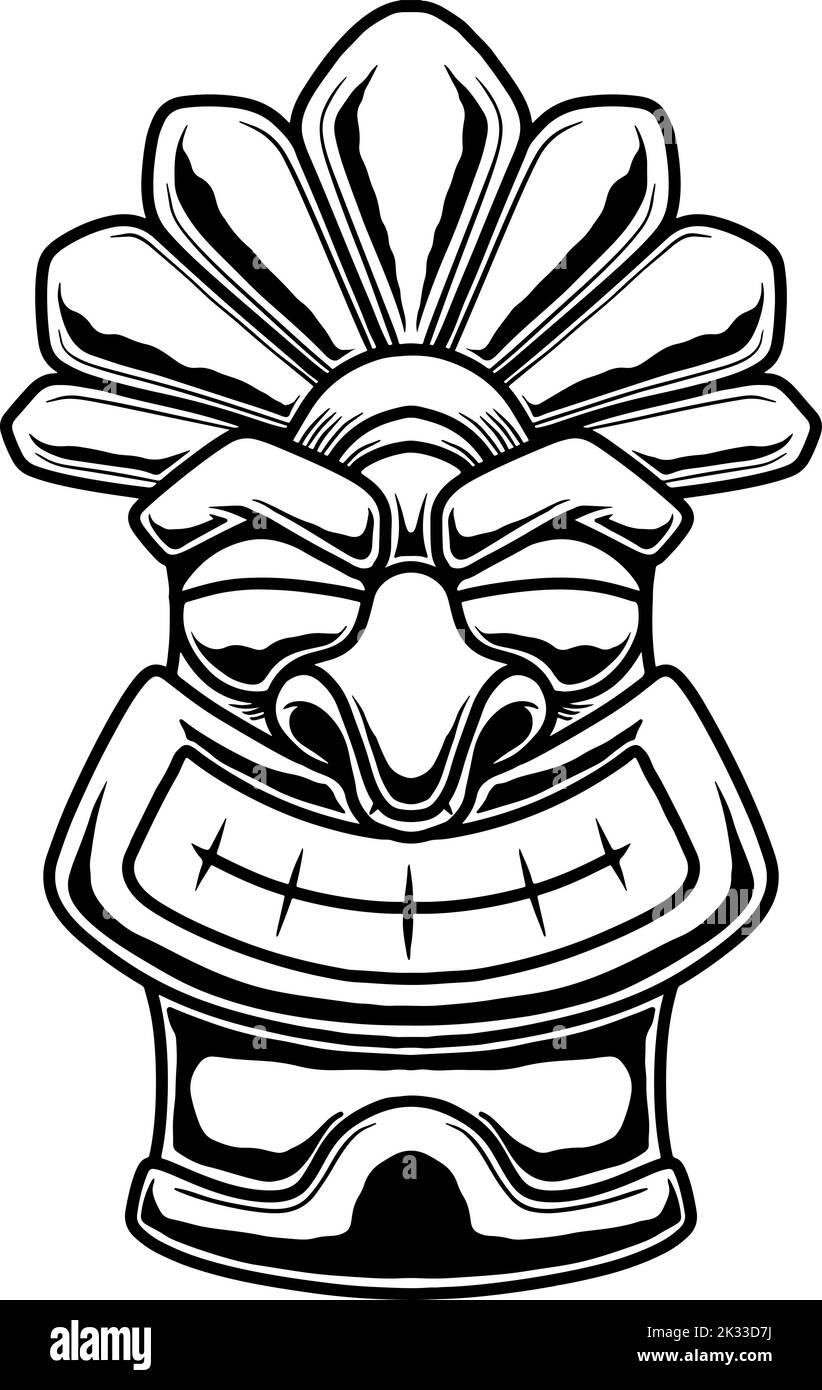 Tiki wood statue in Stock Vector Images - Alamy