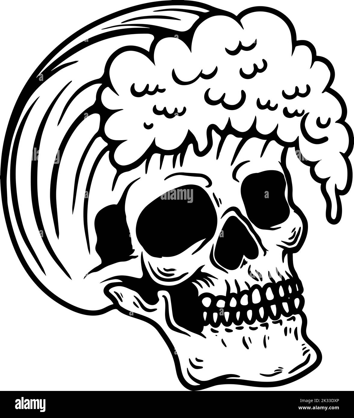 Skull surfing illustration hi-res stock photography and images - Alamy