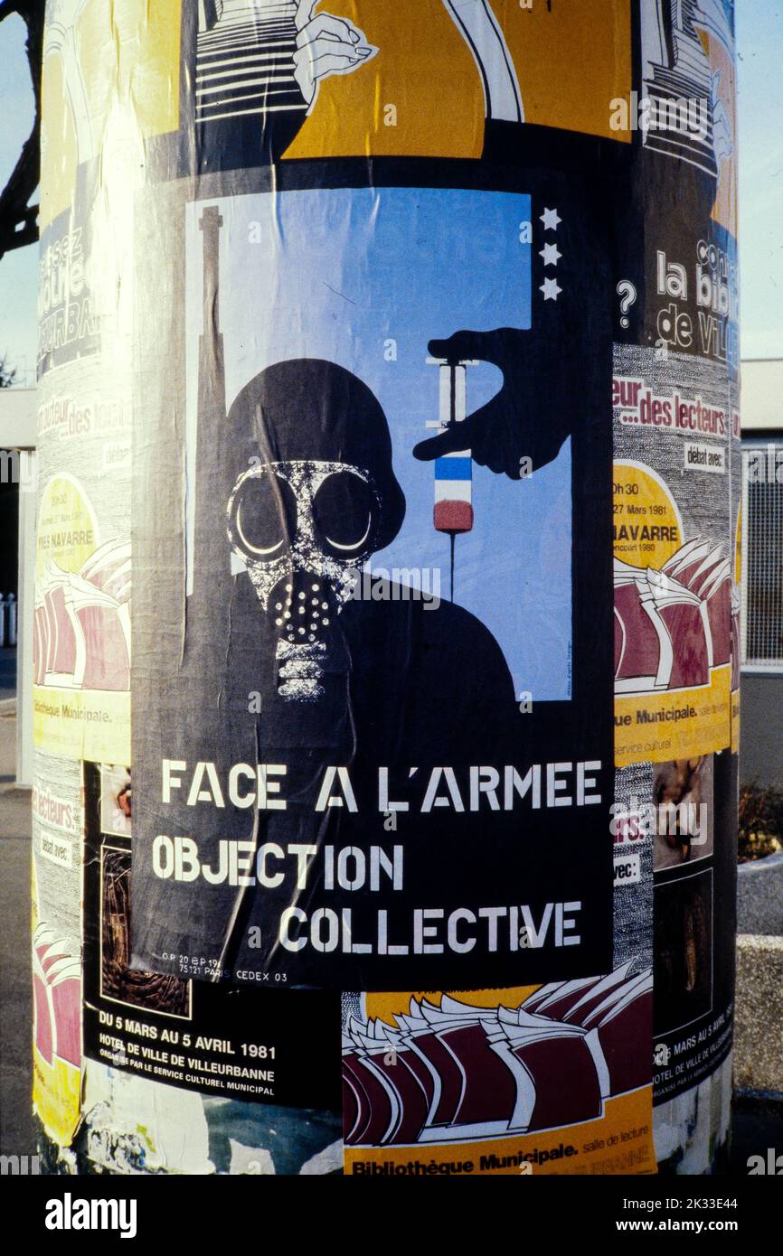 Conscentious objection, Poster, Lyon, France, 1985 Stock Photo - Alamy