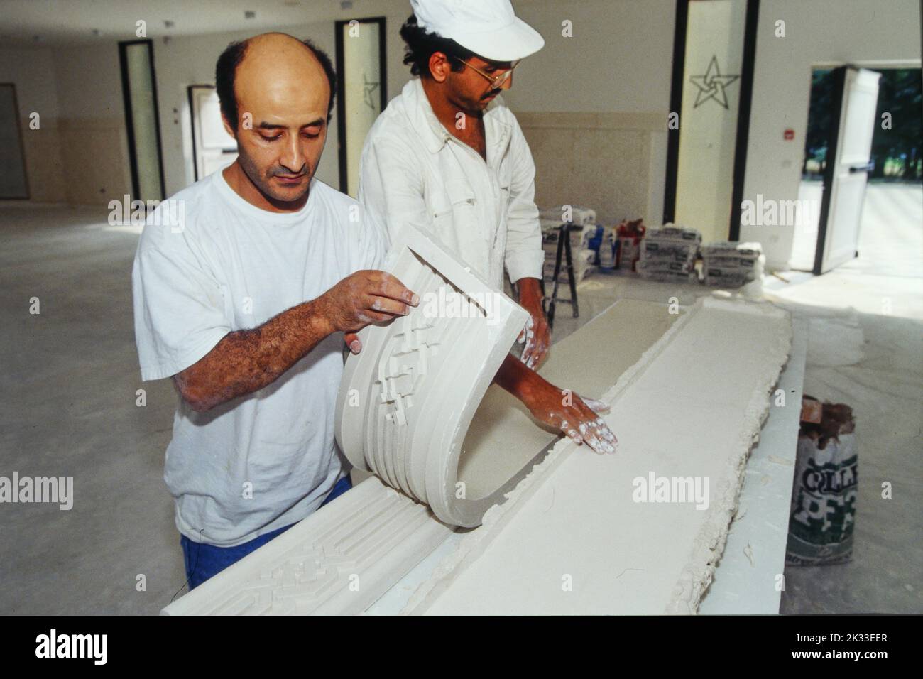 Construction site of Lyons Great Mosque, masters staff and stucco at ...