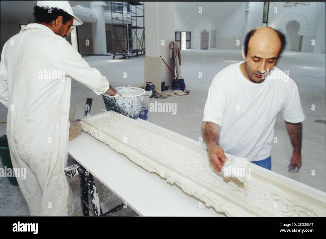 Construction site of Lyons Great Mosque, masters staff and stucco at ...