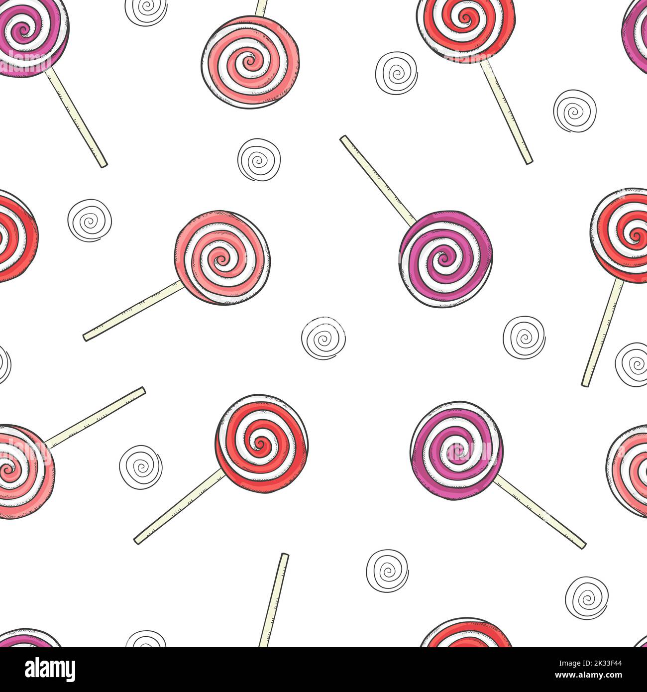 Round lollipops on sticks seamless pattern. Vector sweets background ...