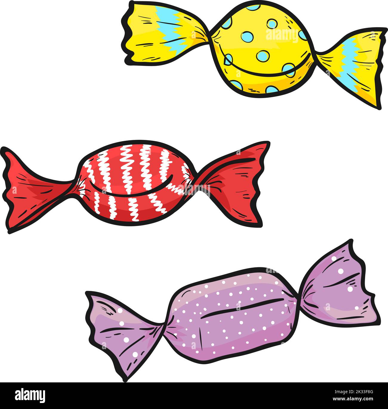 Colorful cartoon candies isolated on white. Vector illustration Stock ...