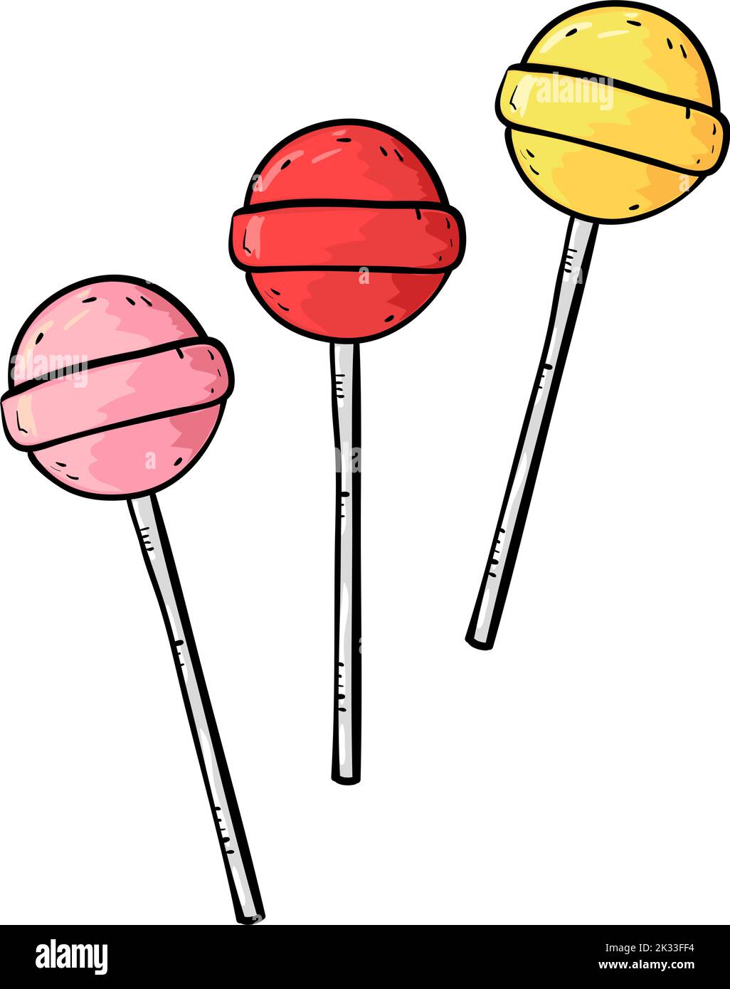 Set of colorful cartoon round lollipops isolated on white. Vector ...