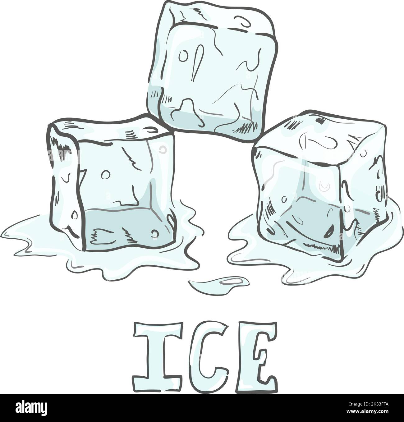 Set of sketch ice cubes. All elements separately. Vector illustration Stock Vector Image & Art ...