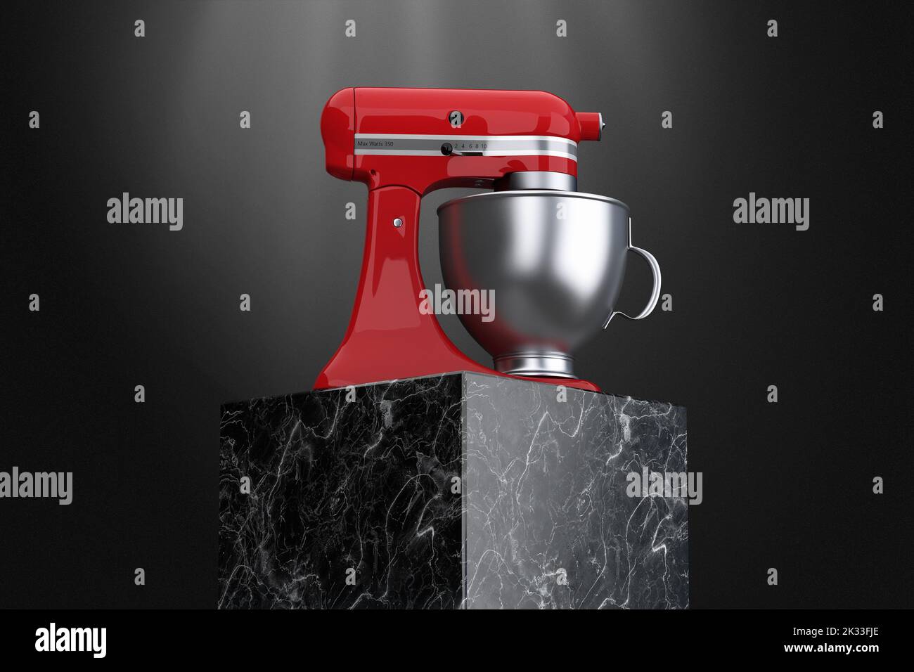 Old Red Kitchen Stand Food Mixer over Marble Show Podium or Pedestal on ...