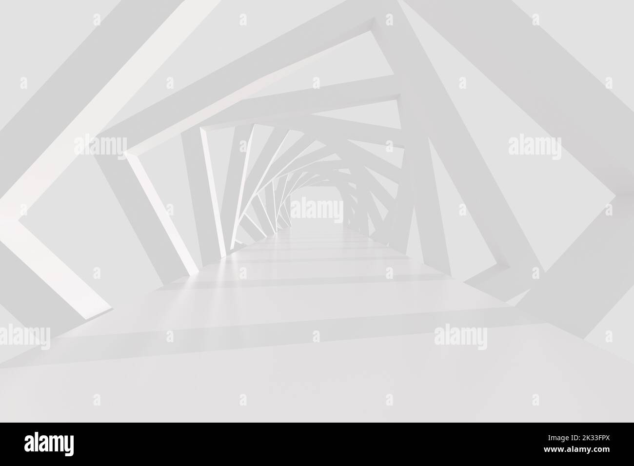 Illuminated Empty Open Space, Corridor or Room Interior, White Abstract ...