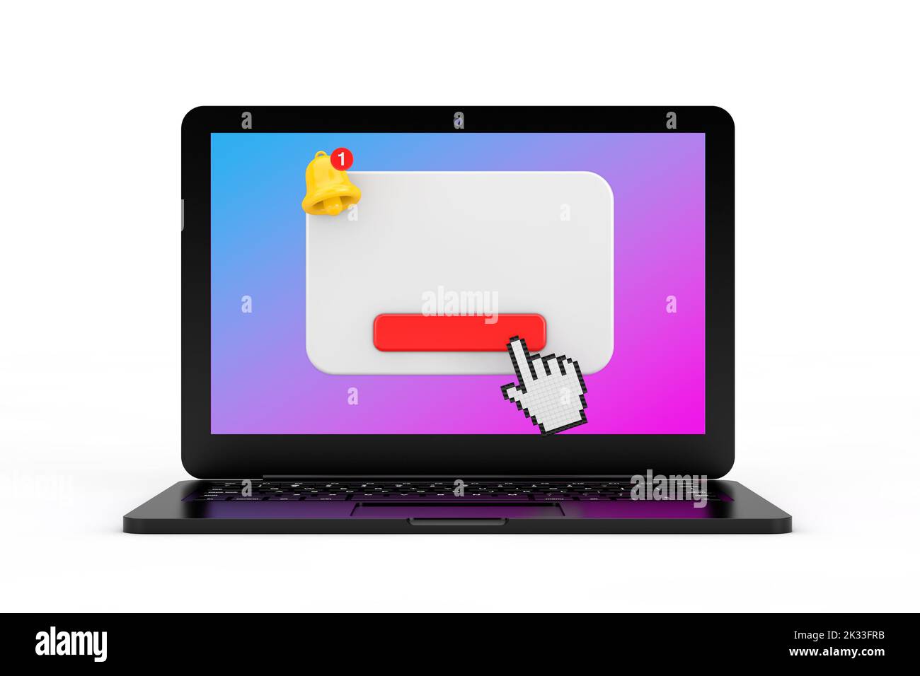 Blank Notification Popup With Cartoon Social Media Notification Bell And New Message Icon Push