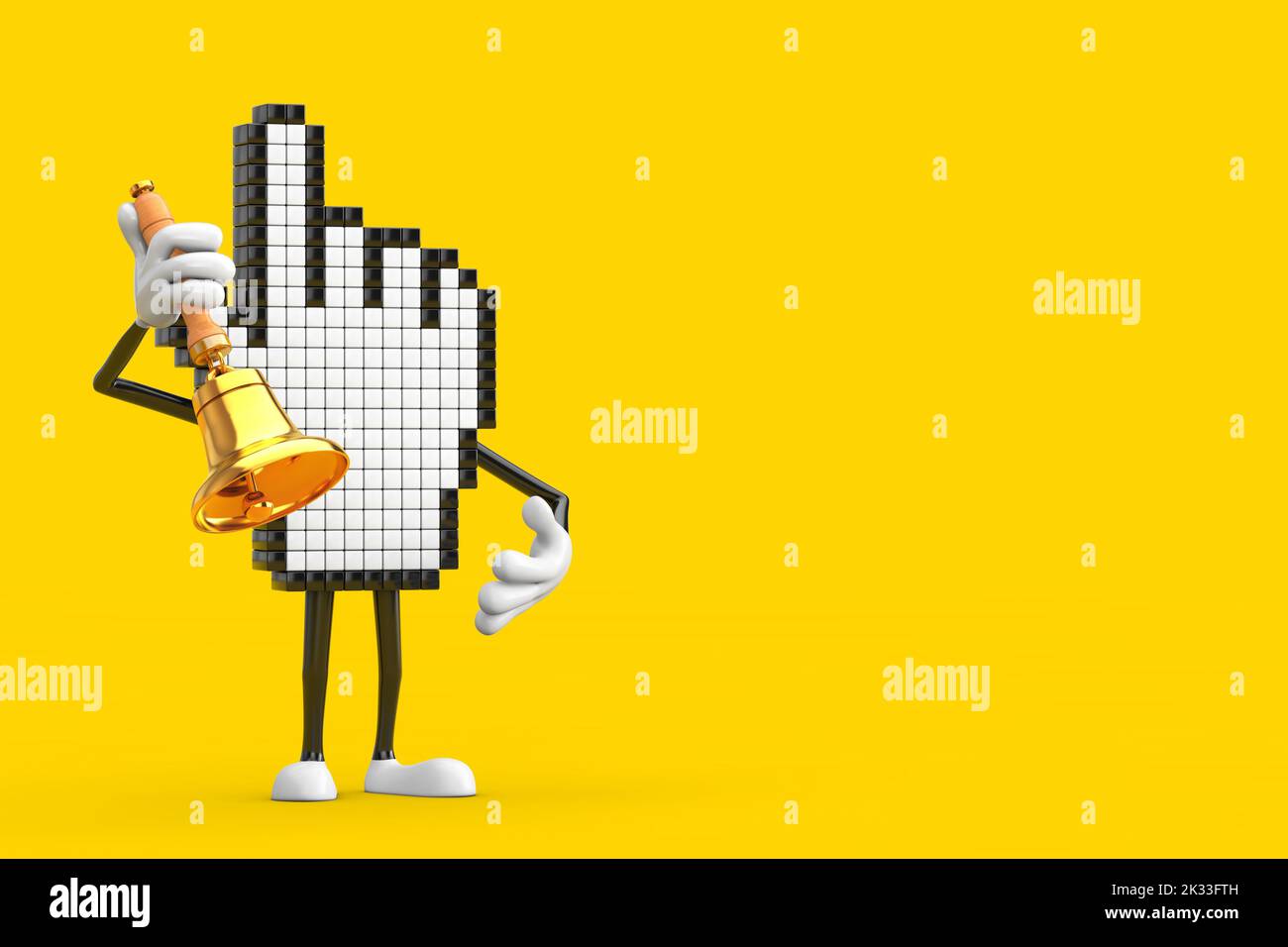 Pixel Hand Cursor Mascot Person Character with Vintage Golden School ...