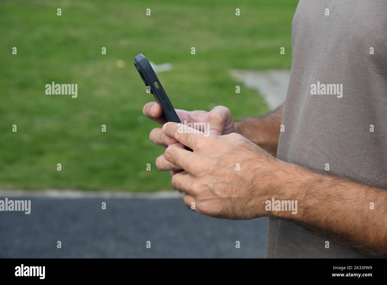 Copenahgen /Denmark/24 Septemeber2022/Male person holds and uses Iphone ...