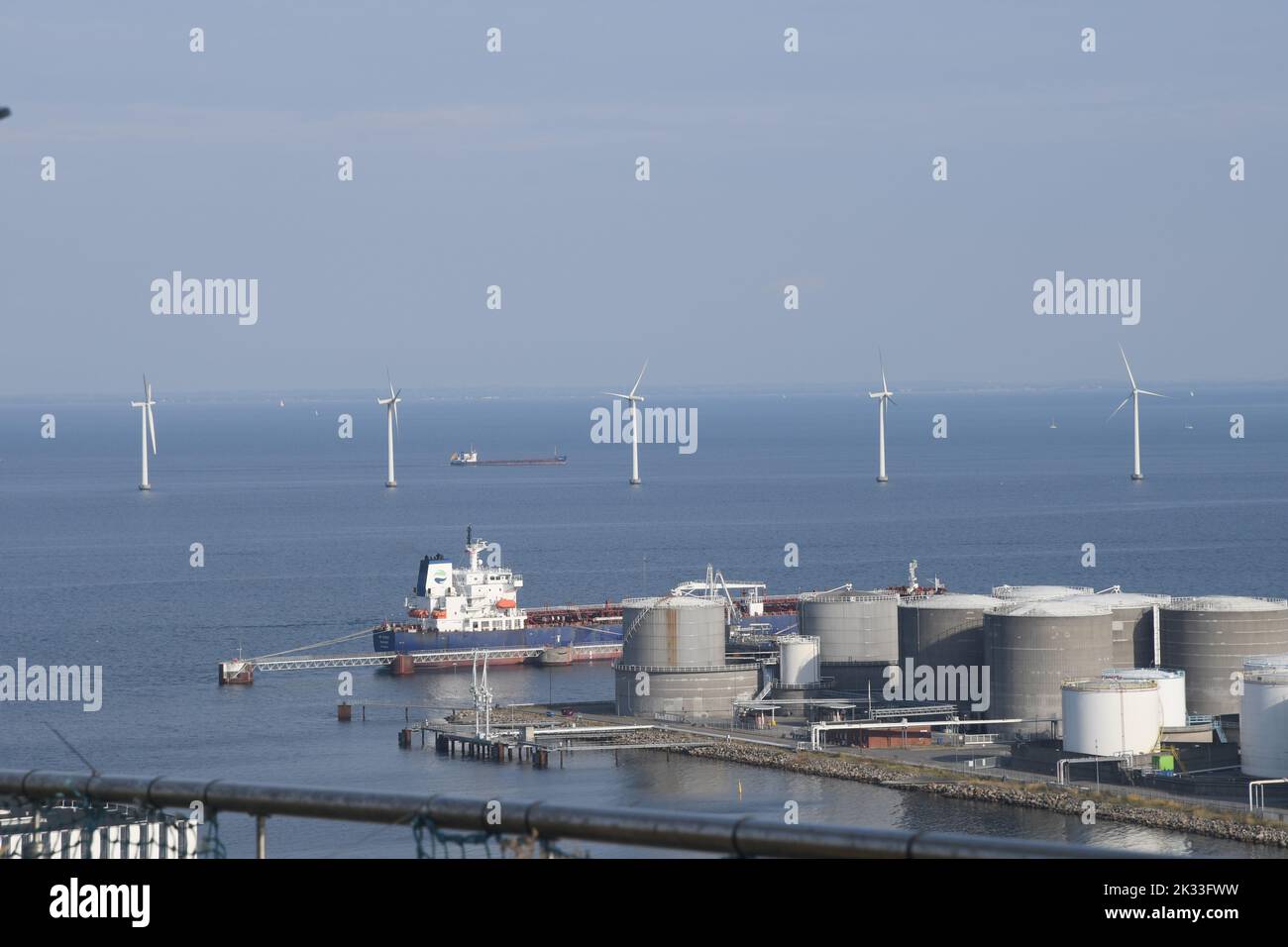 Copenhagen Denmark./24 March 2020 /Green energy wind turbines park in ...