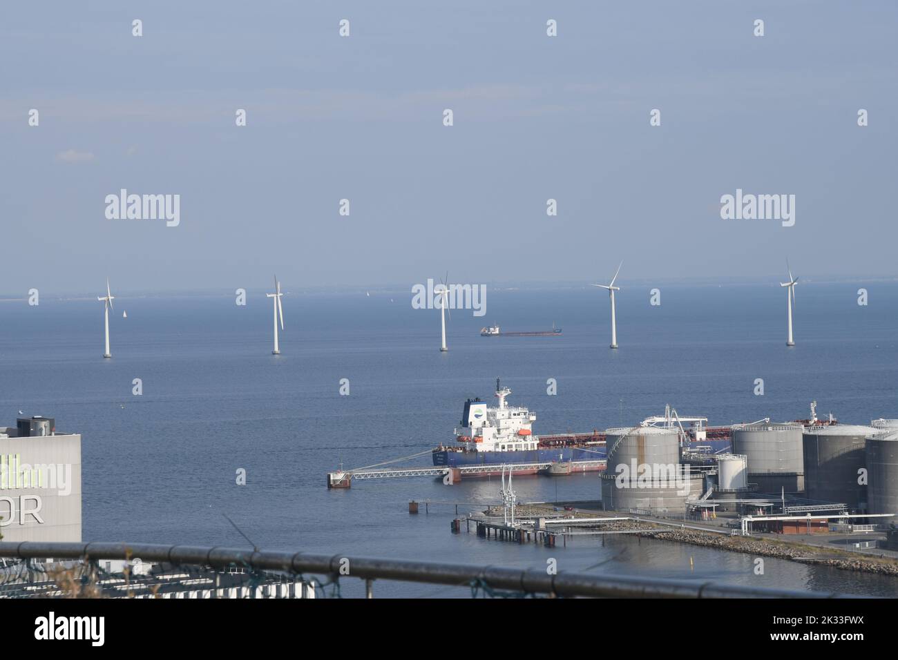 Copenhagen Denmark./24 March 2020 /Green energy wind turbines park in ...