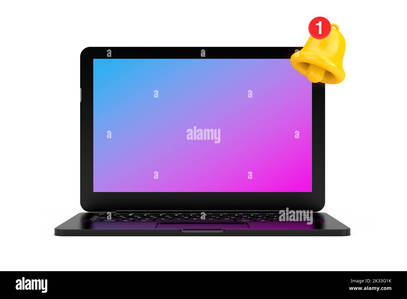 Modern Laptop with Cartoon Social Media Notification Bell and New ...