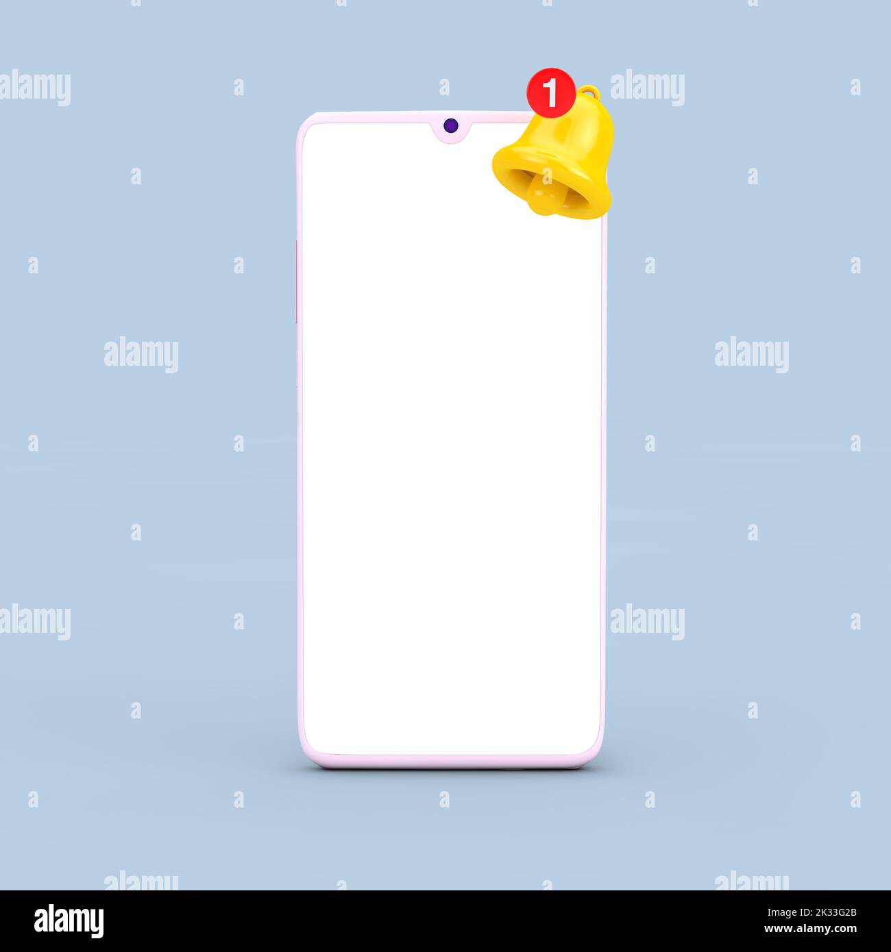 Cartoon Social Media Notification Bell with New Message Icon and Mobile ...