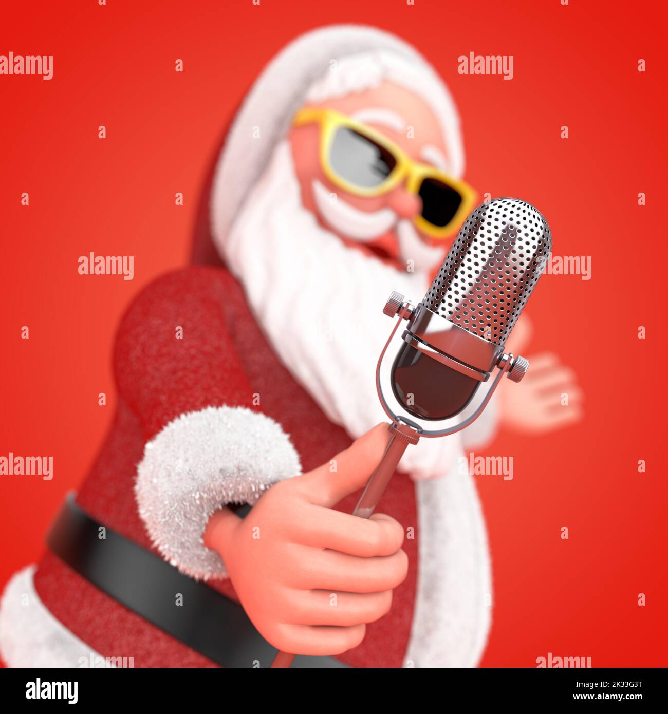 Happy Christmas and New Year Greeting Concept. Cartoon Cheerful Santa ...