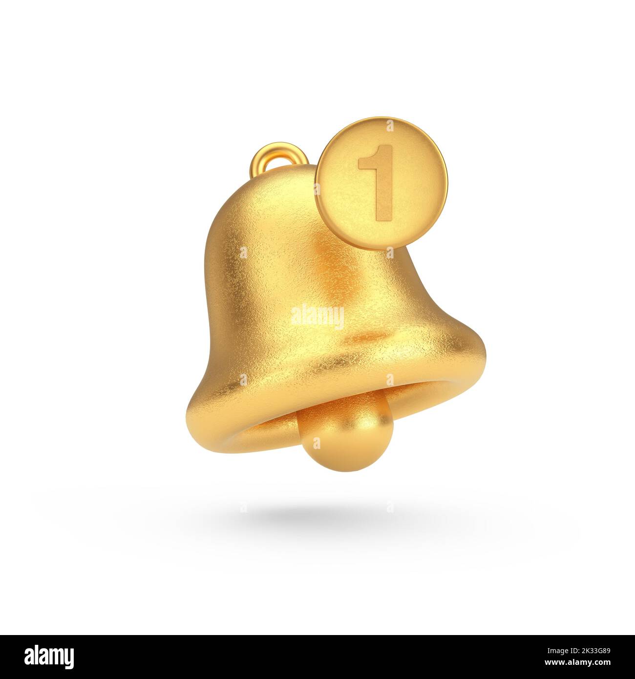 Golden Cartoon Social Media Notification Bell with New Message Icon on ...
