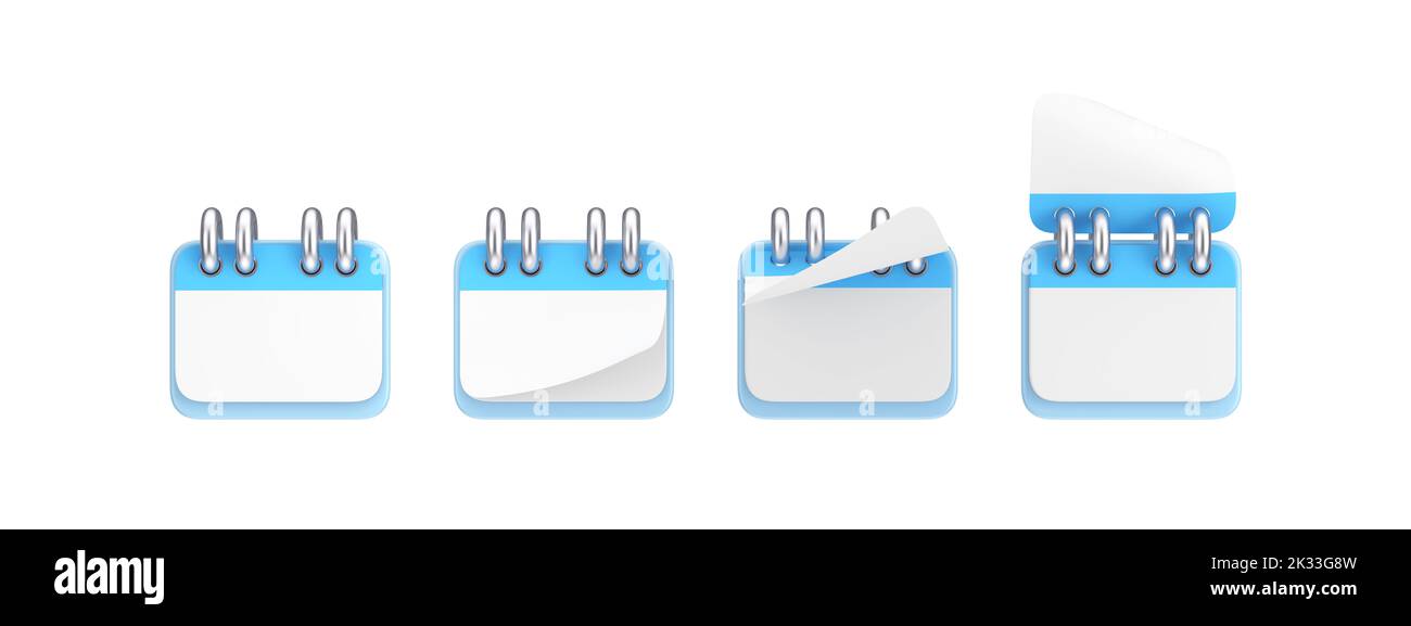 Set of Cartoon Icon Calendars on a white background. 3d Rendering Stock ...