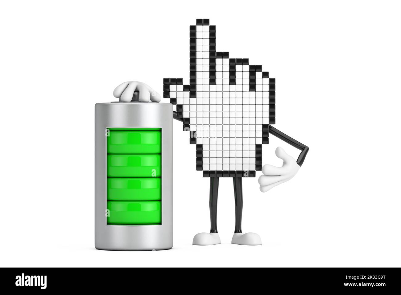 Pixel Hand Cursor Mascot Person Character with Abstract Charging ...