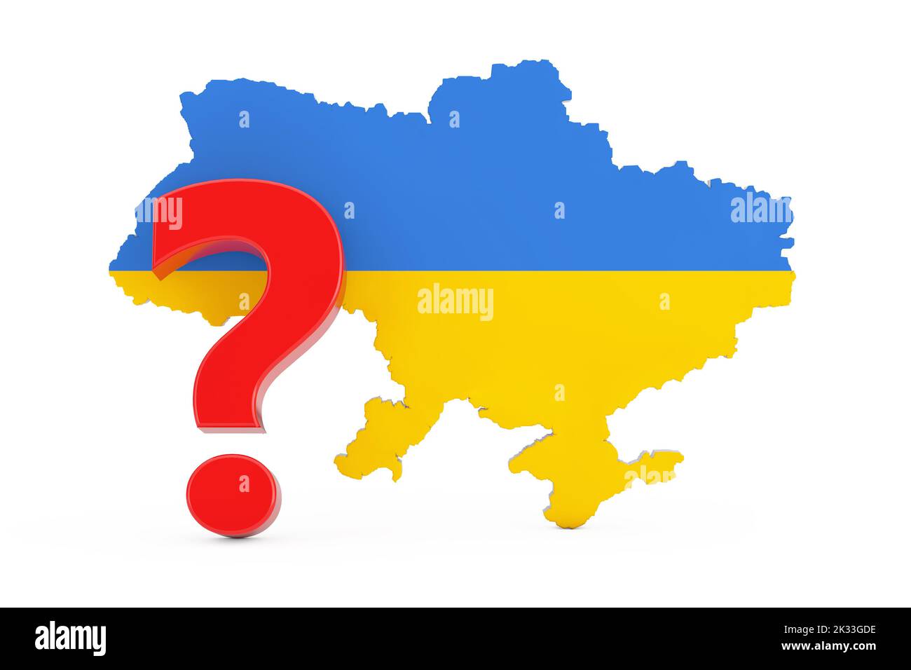 Red Question Mark in Front of Ukraine Map with Flag on a white ...