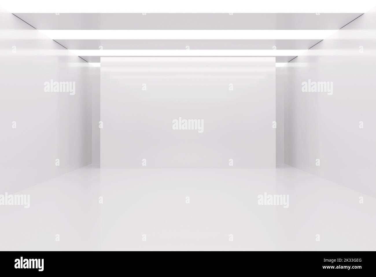 Illuminated Empty Open Space, Corridor or Room Interior, White Abstract ...