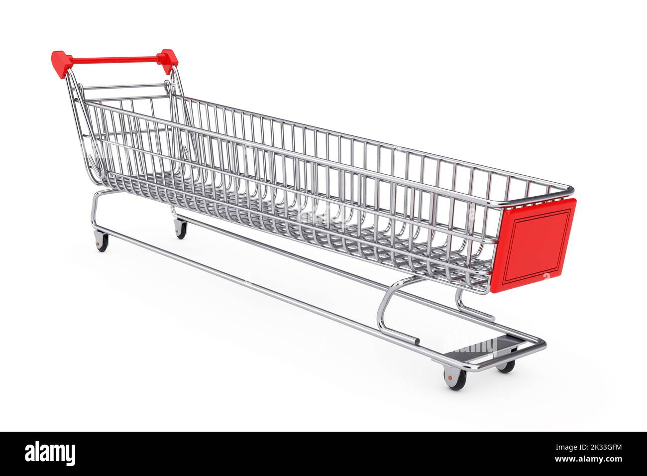 Extra Long and Large Shopping Cart Trolley on a white background. 3d ...