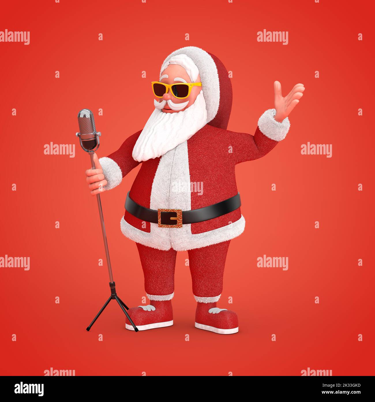 Happy Christmas and New Year Greeting Concept. Cartoon Cheerful Santa ...