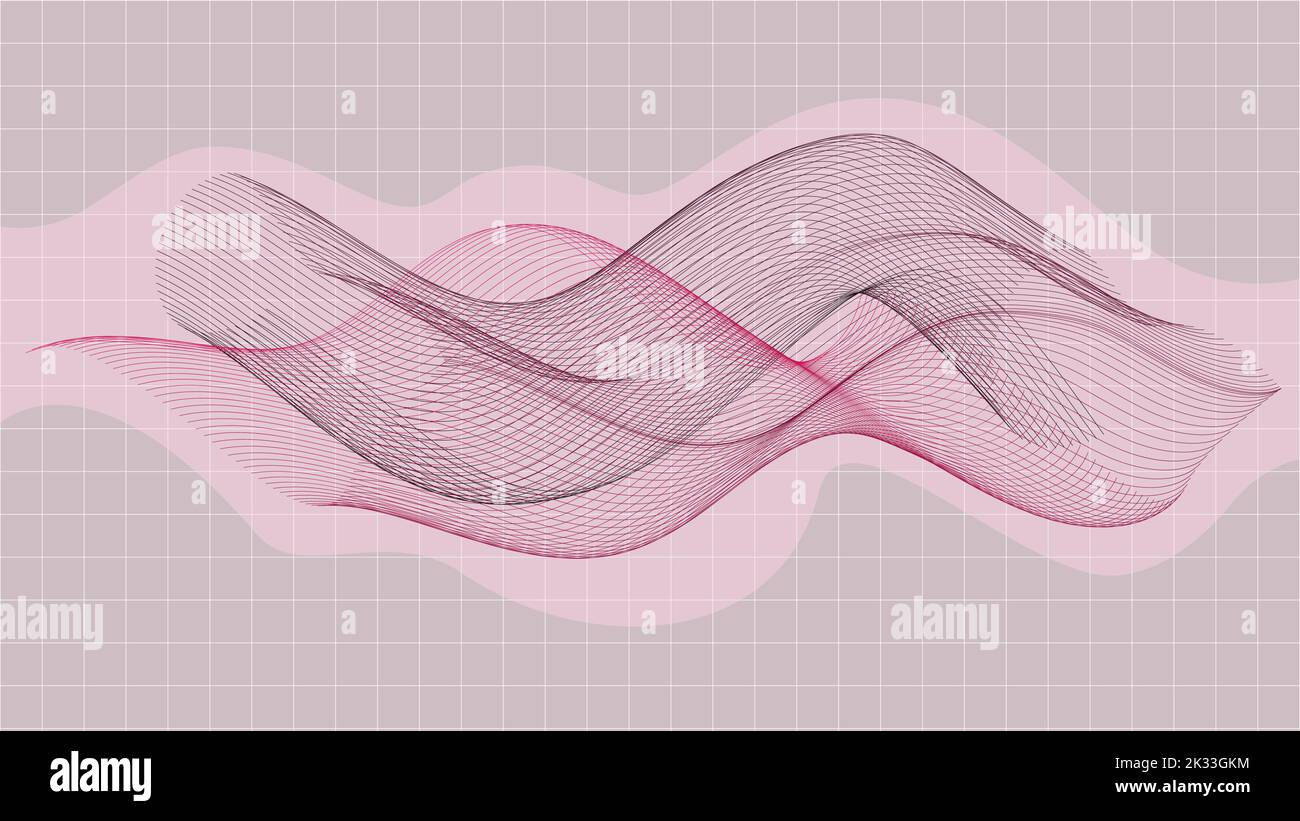Vector illustration of pink math curves with nice shape transitons ...