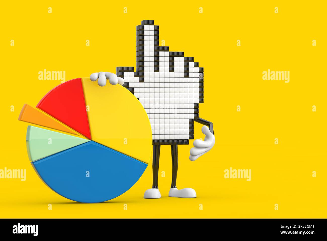 Pixel Hand Cursor Mascot Person Character with Info Graphics Business ...
