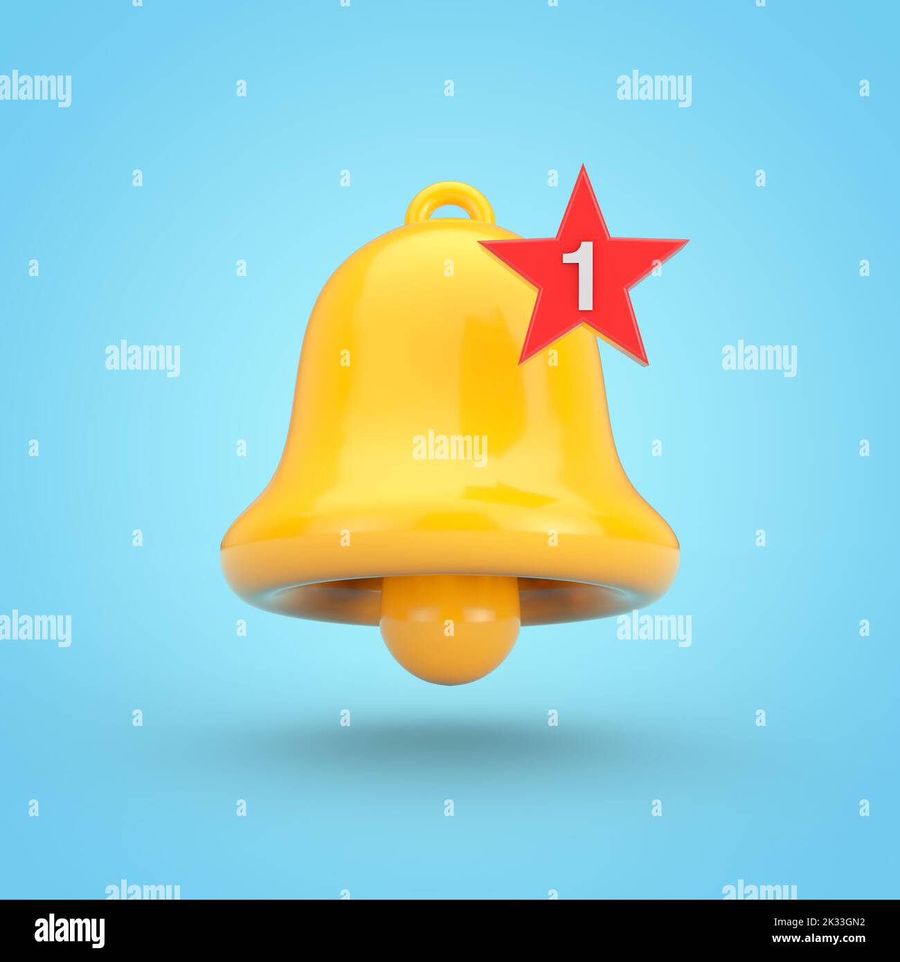 Cartoon Social Media Notification Bell with New Message Icon on a blue ...
