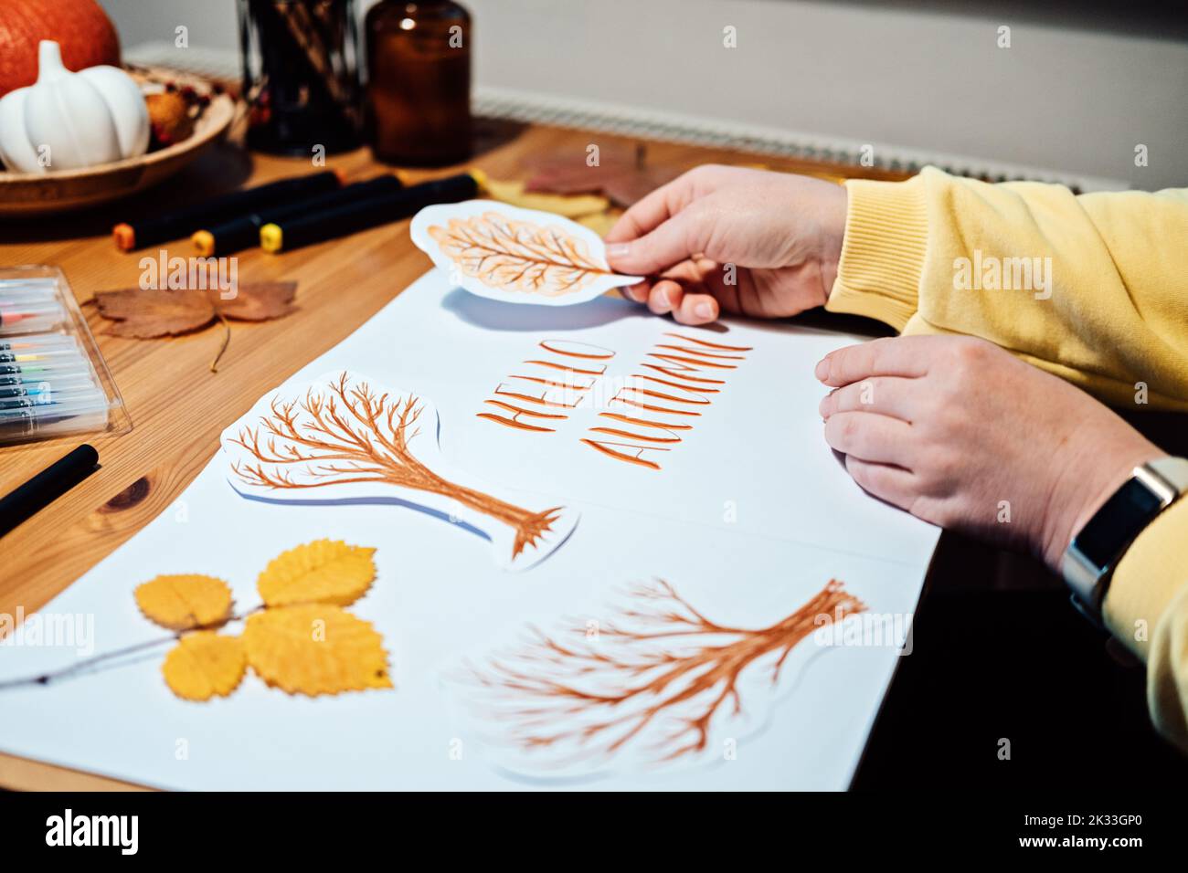 Autumn Season Drawing, How to draw fall lettering drawing and painting ...