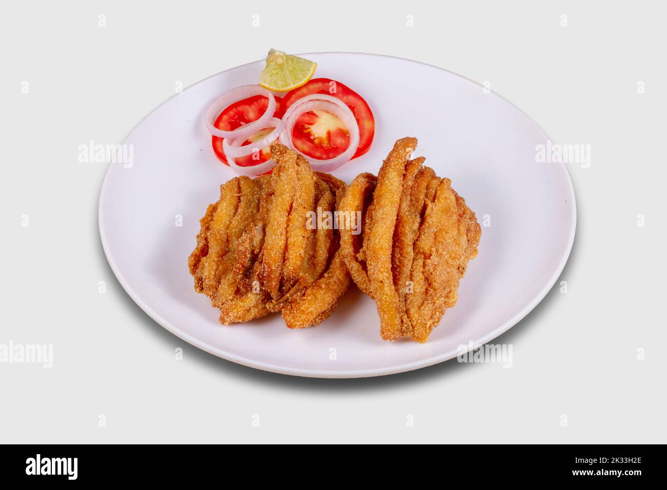 Bombay duck fry Served in a plate over white background. Selective ...