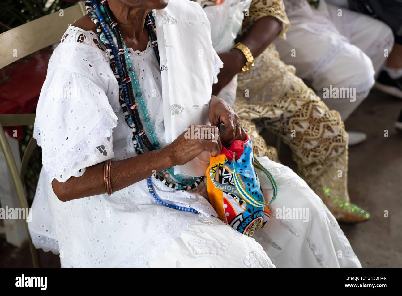 The Members of the Candomble religion during a religious celebration in ...