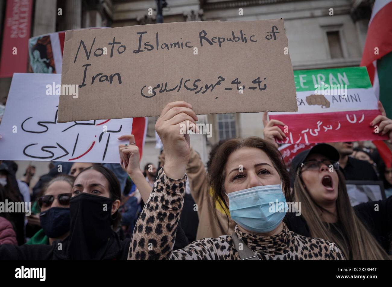 London, UK. 24th September, 2022. Hundreds of British-Iranians gather ...