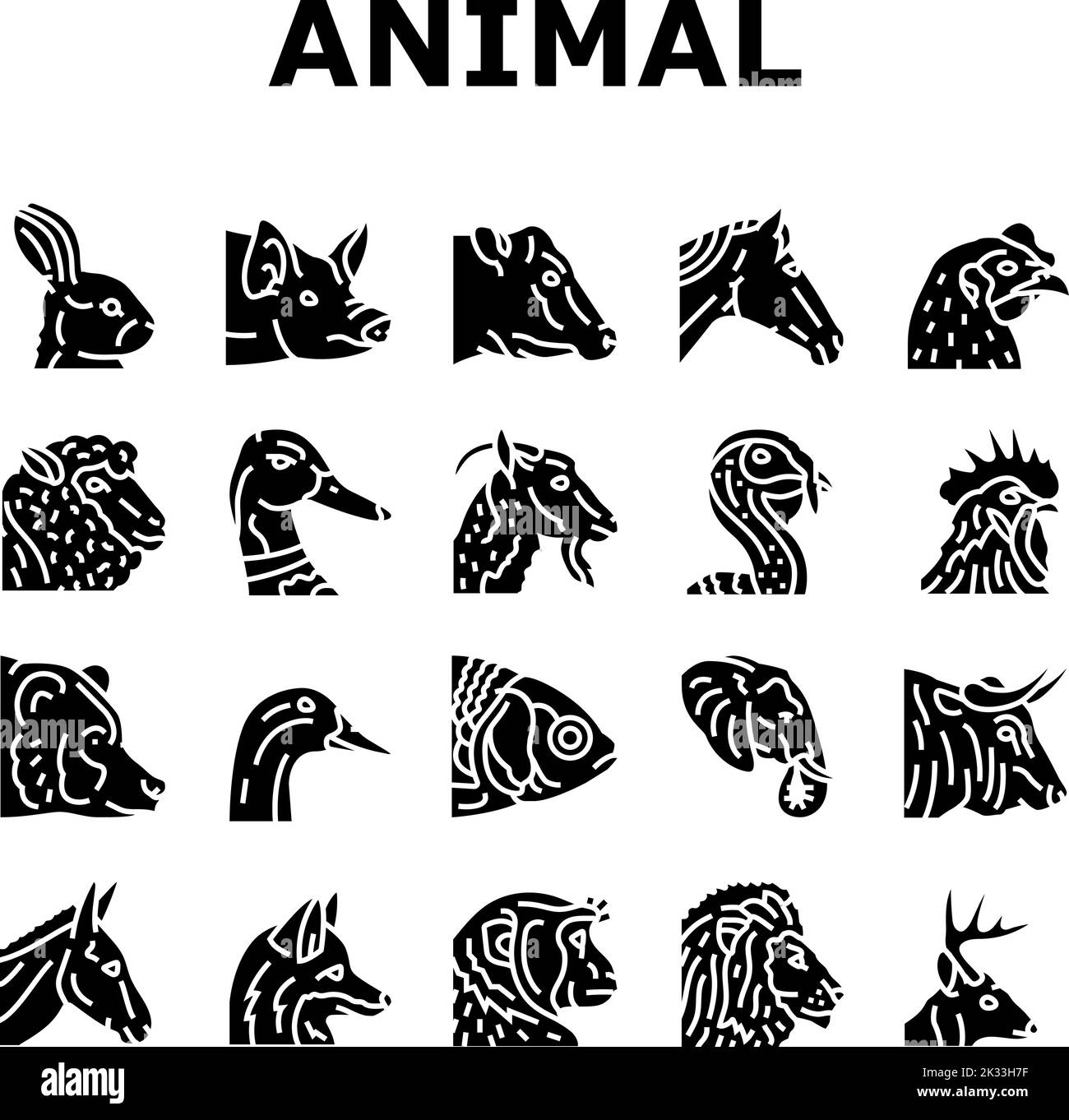 animal zoo nature wildlife icons set vector Stock Vector Image & Art ...