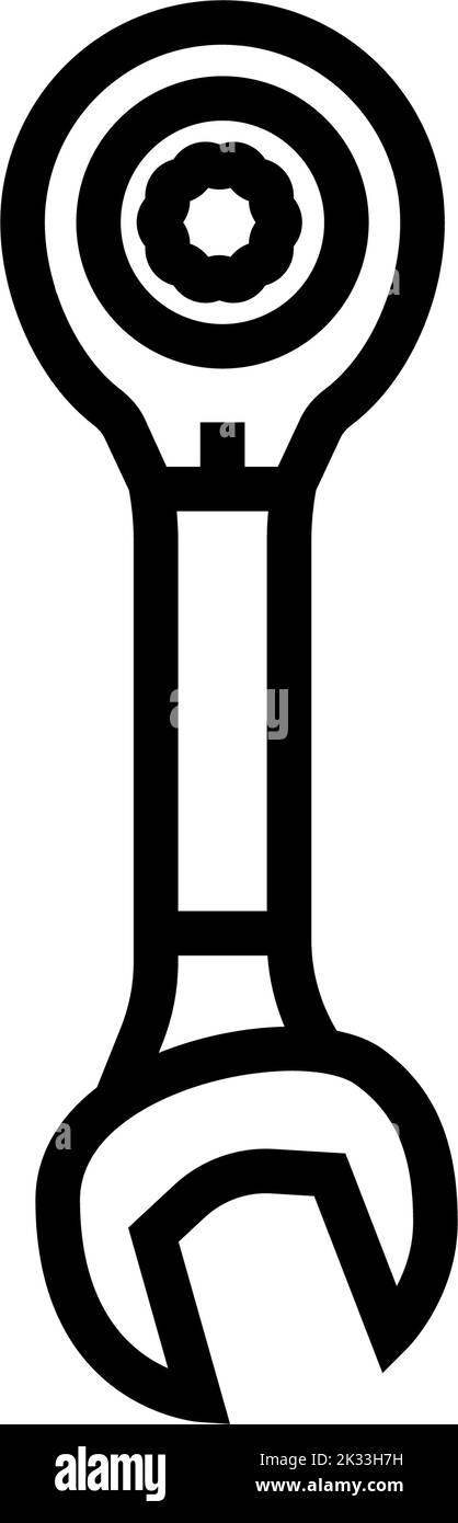 ratcheting wrench tool line icon vector illustration Stock Vector Image ...