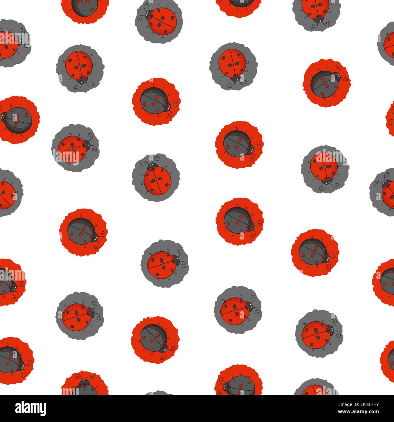 Polka dot seamless pattern with cute ladybugs. Vector circles ...