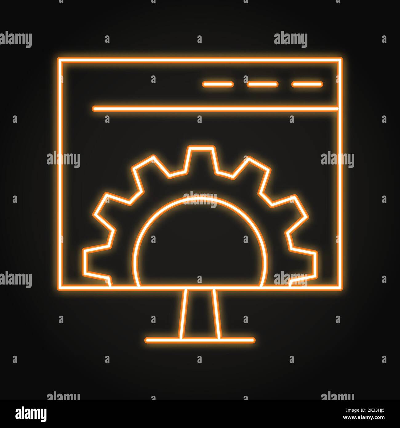 Software neon icon in line style. Application configure or update ...
