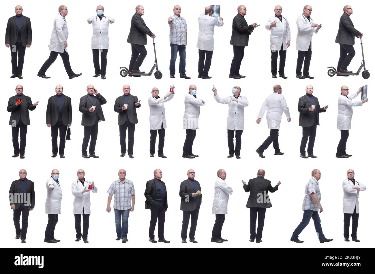 collage of a man in full growth displaying many professions and ...