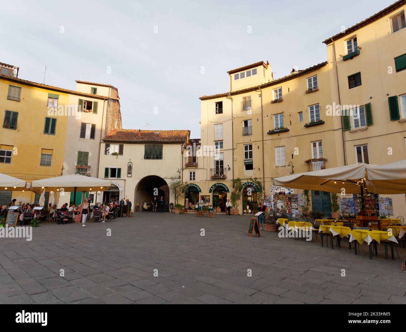 The circular shaped Piazza dell'Anfiteatro in the historic centre of ...