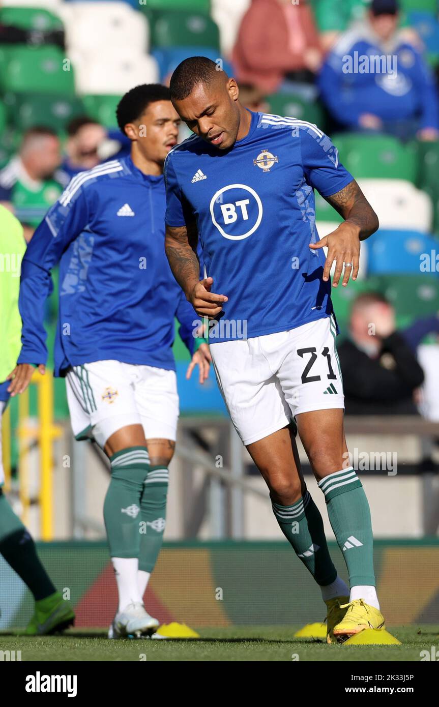 Northern Ireland's Josh Magennis during the warm up before the UEFA ...