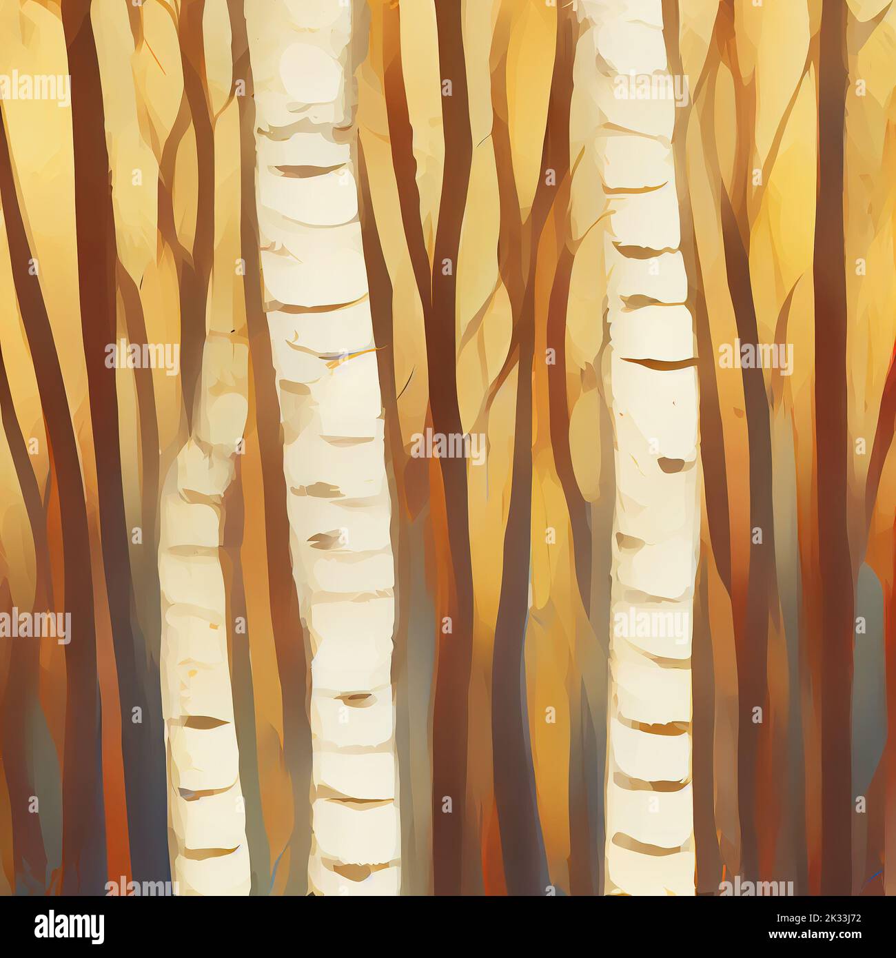 Birch tree trunks. Birch Grove. Flat art. Digital illustration Stock ...
