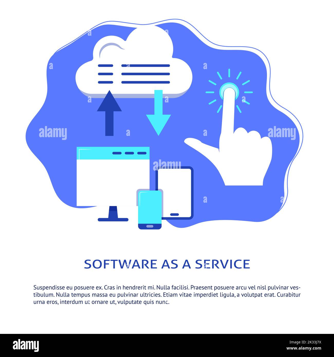 Software As A Service Banner With Place For Text Multiplatform Application Cloud Data Update 
