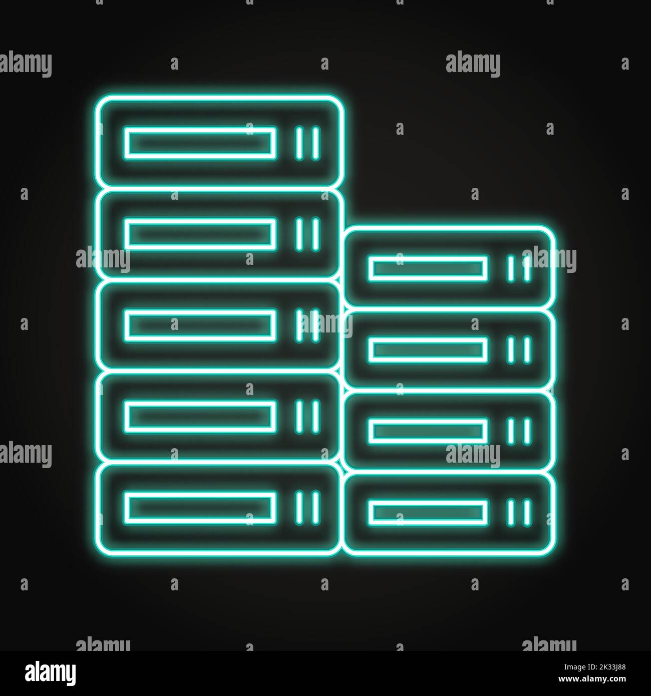 Server Data Storage Neon Icon In Line Style Datacenter Symbol Vector