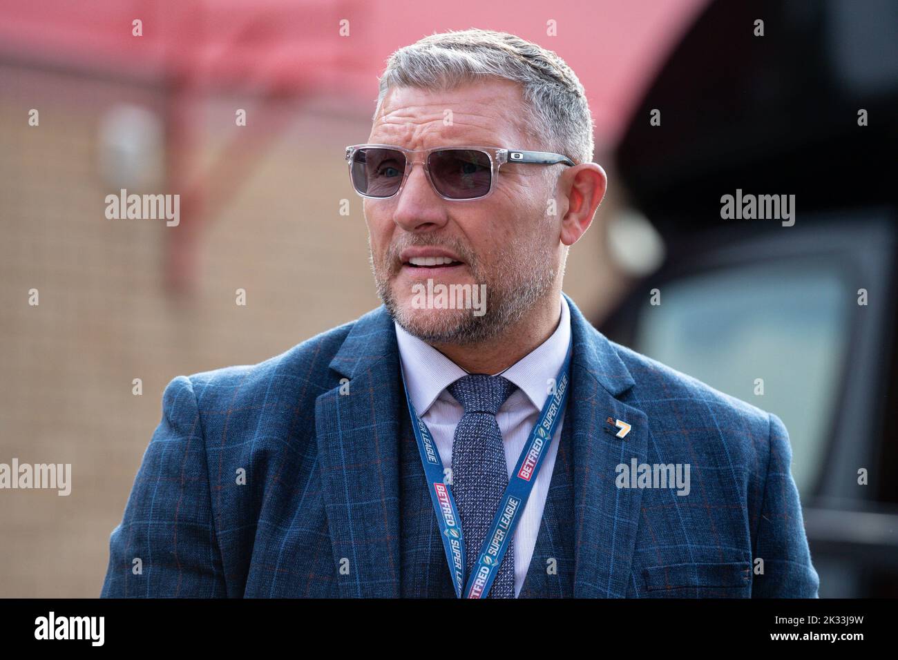 Ex Leeds Rhinos player Barrie McDermott arrives at Old Trafford for the ...